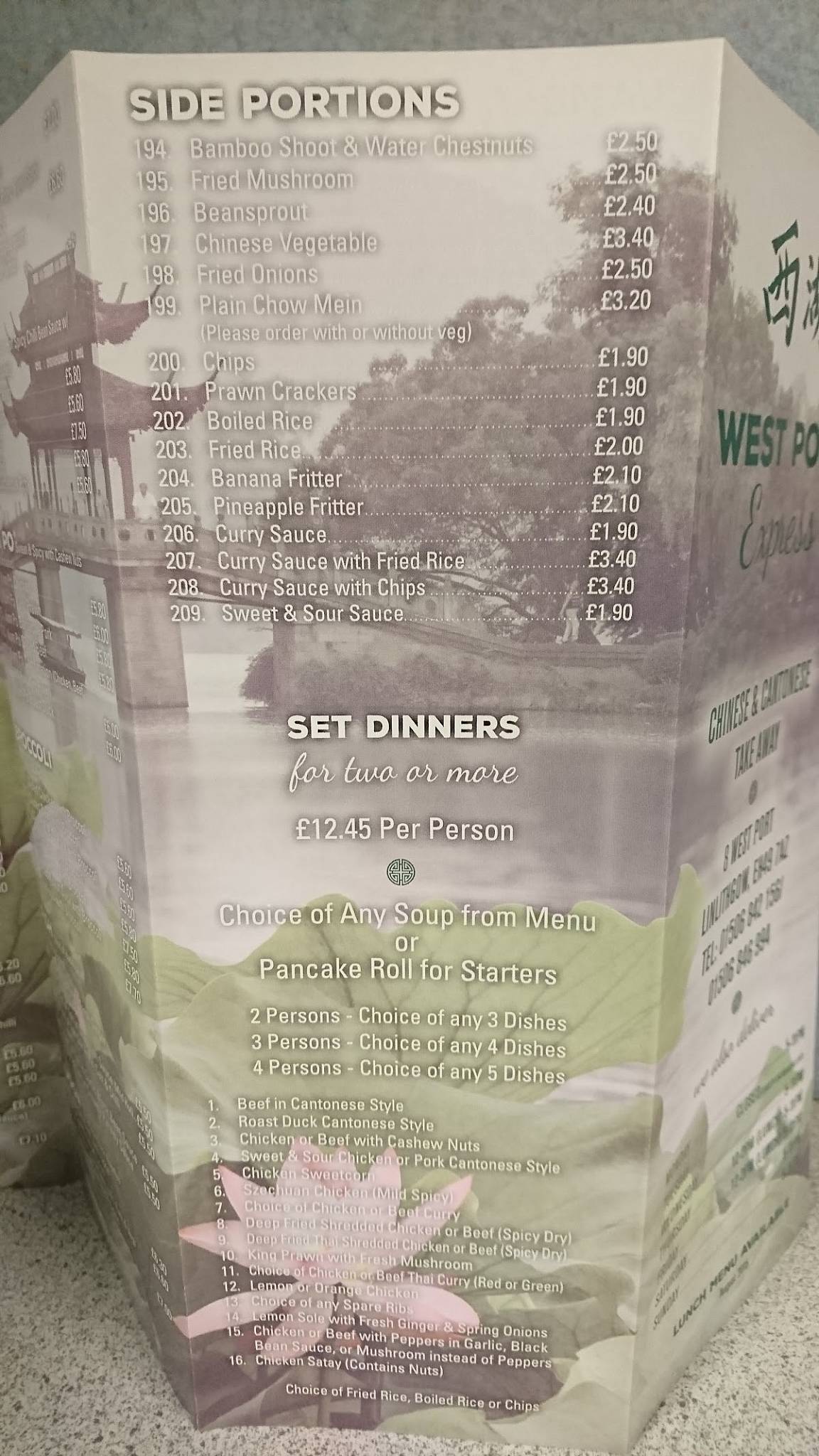 Menu at West Port Express fast food, Linlithgow