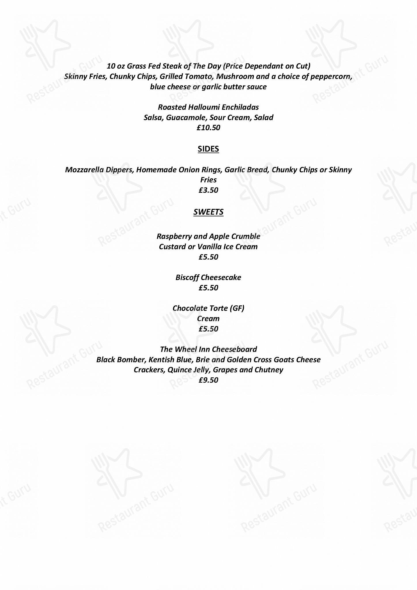 Menu at Wheel Inn pub & bar, Ashford, Westwell Lane