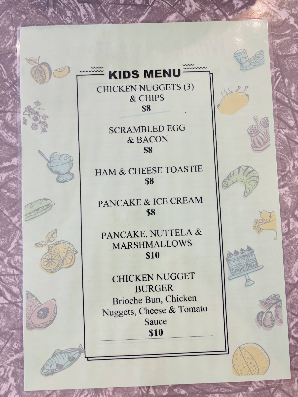 Menu at Whisk Away cafe, Whyalla