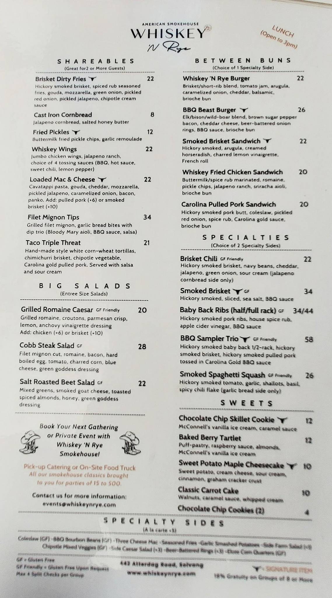 Menu at Whiskey 'N Rye Smokehouse restaurant, Solvang