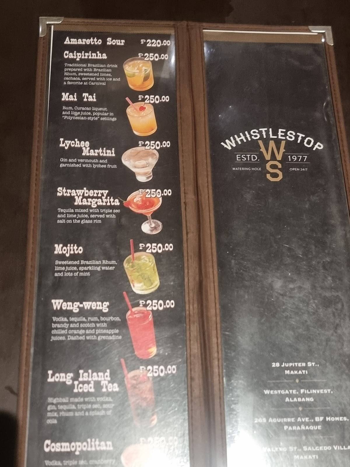 Menu at Whistlestop Jupiter pub & bar, Makati, 28 Jupiter
