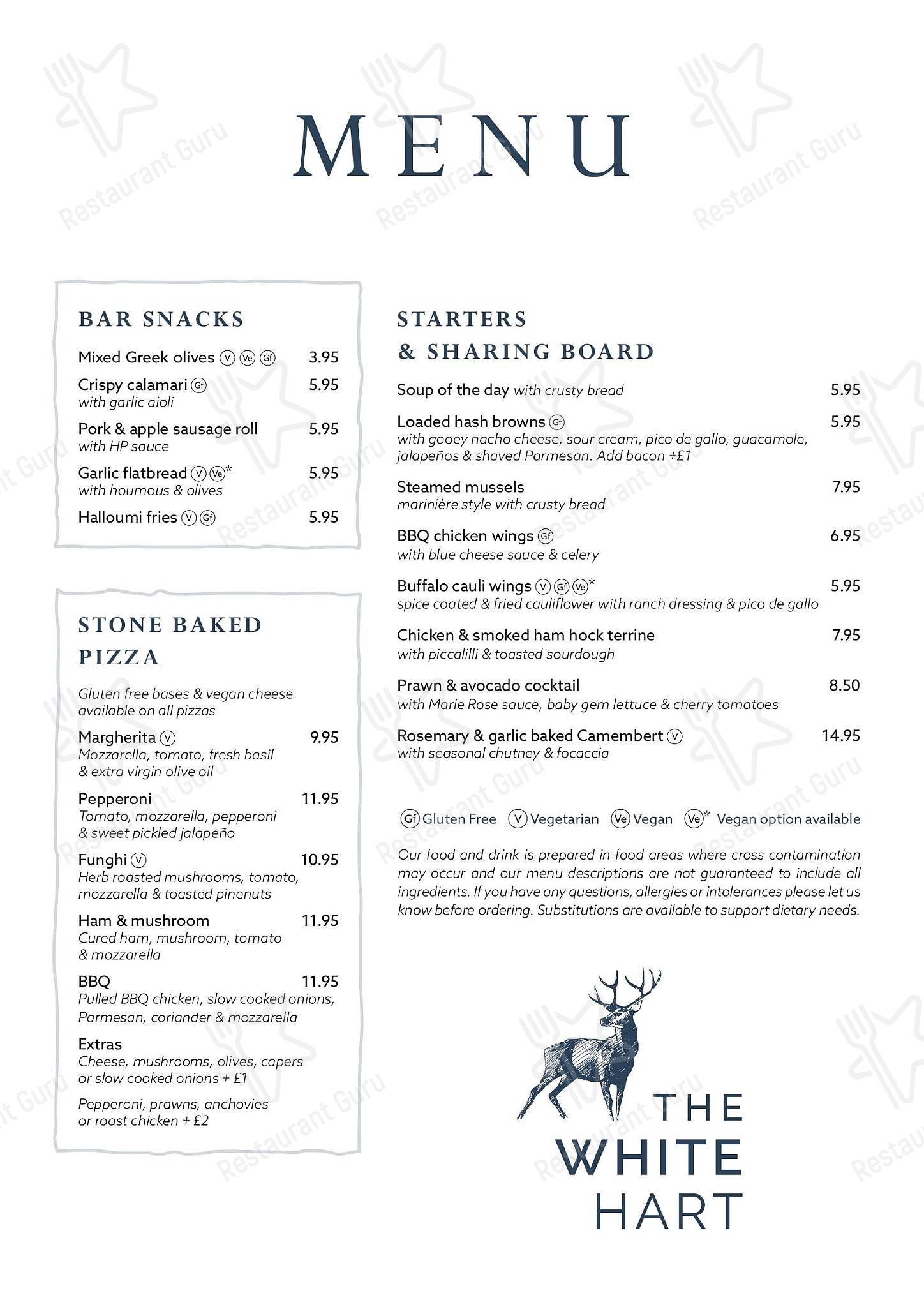 Menu at White Hart Overton Pub & Dining, Overton