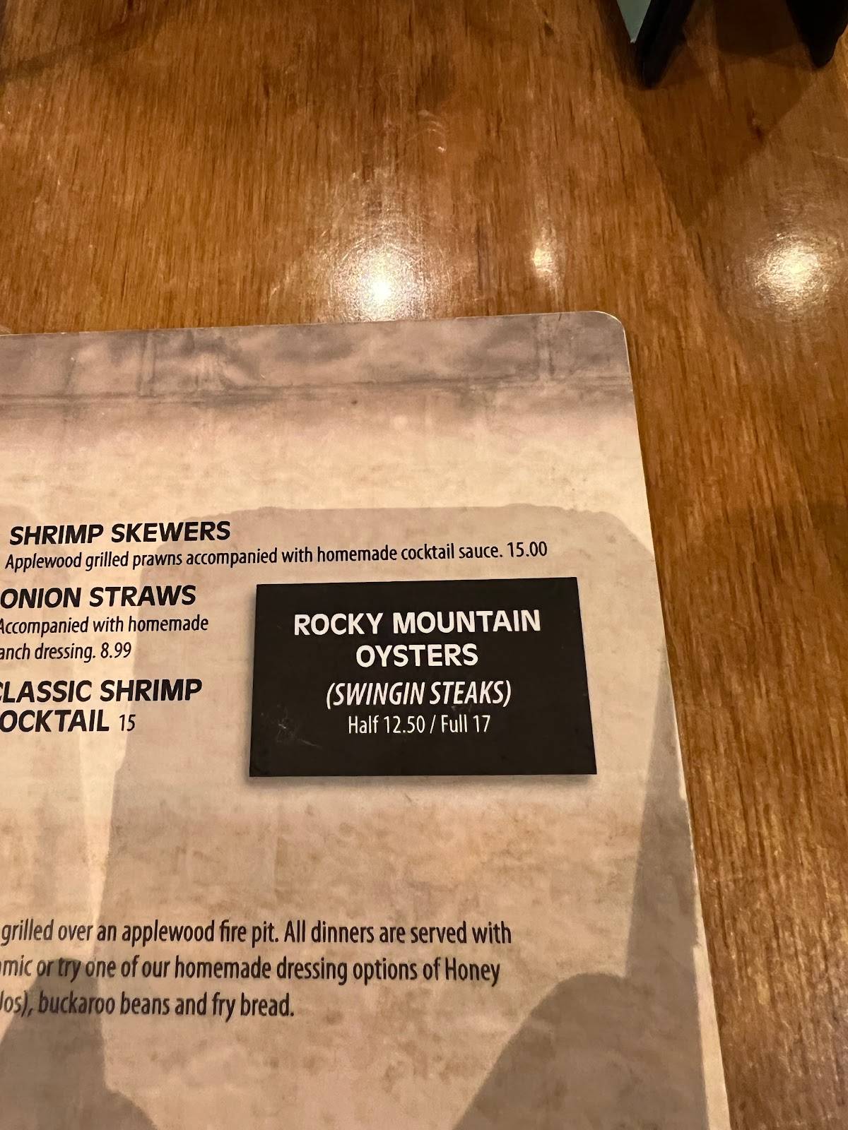 Menu at Wick's Steakhouse, Declo