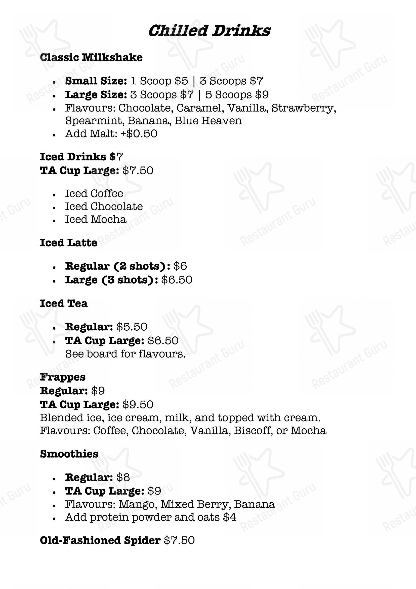 Menu at Wild Poppy Cafe, Merredin