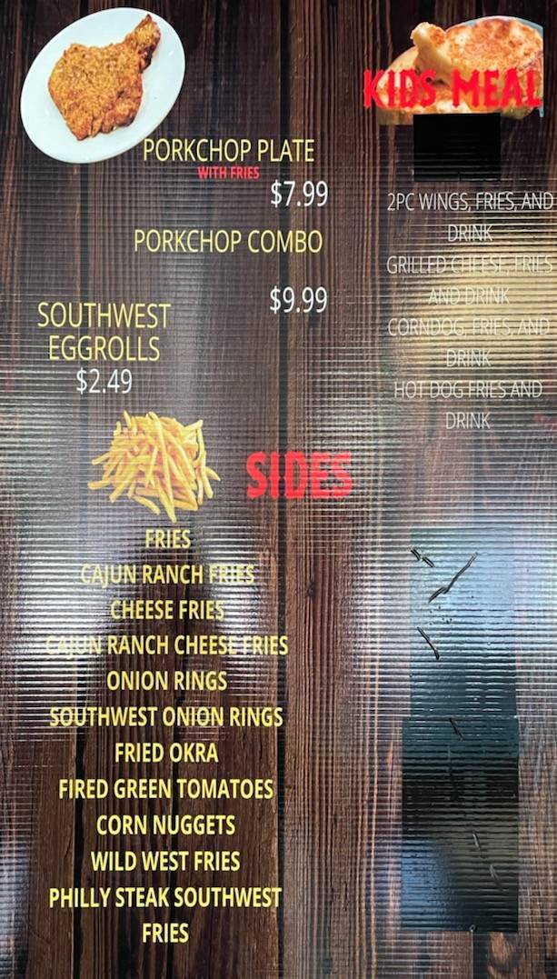 Carta del restaurante Wild West Wing Shack, Steele