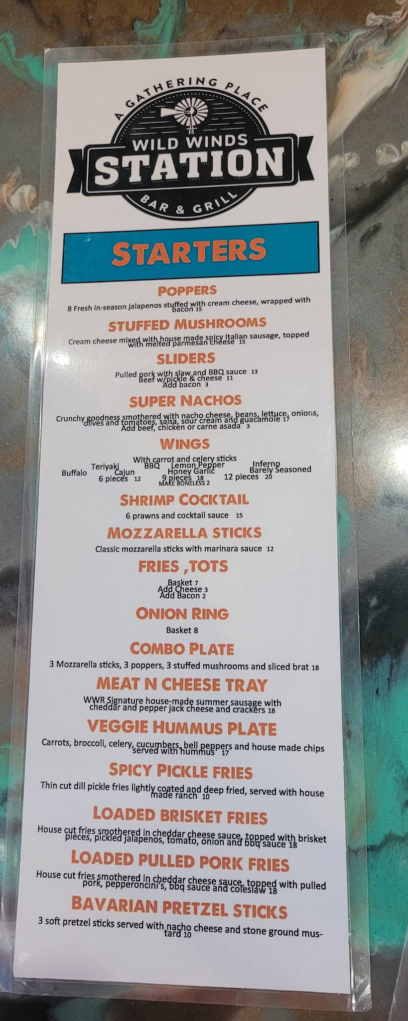Menu at Wild Winds Station pub & bar, Madras