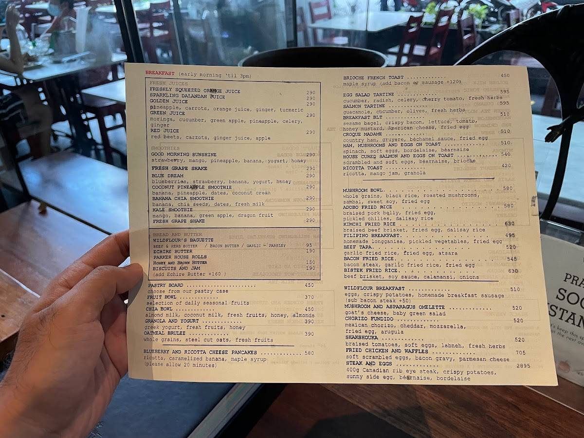 Menu at Wildflour Restaurant - BGC, Taguig, Ground Floor Six/NEO 4th Avenue
