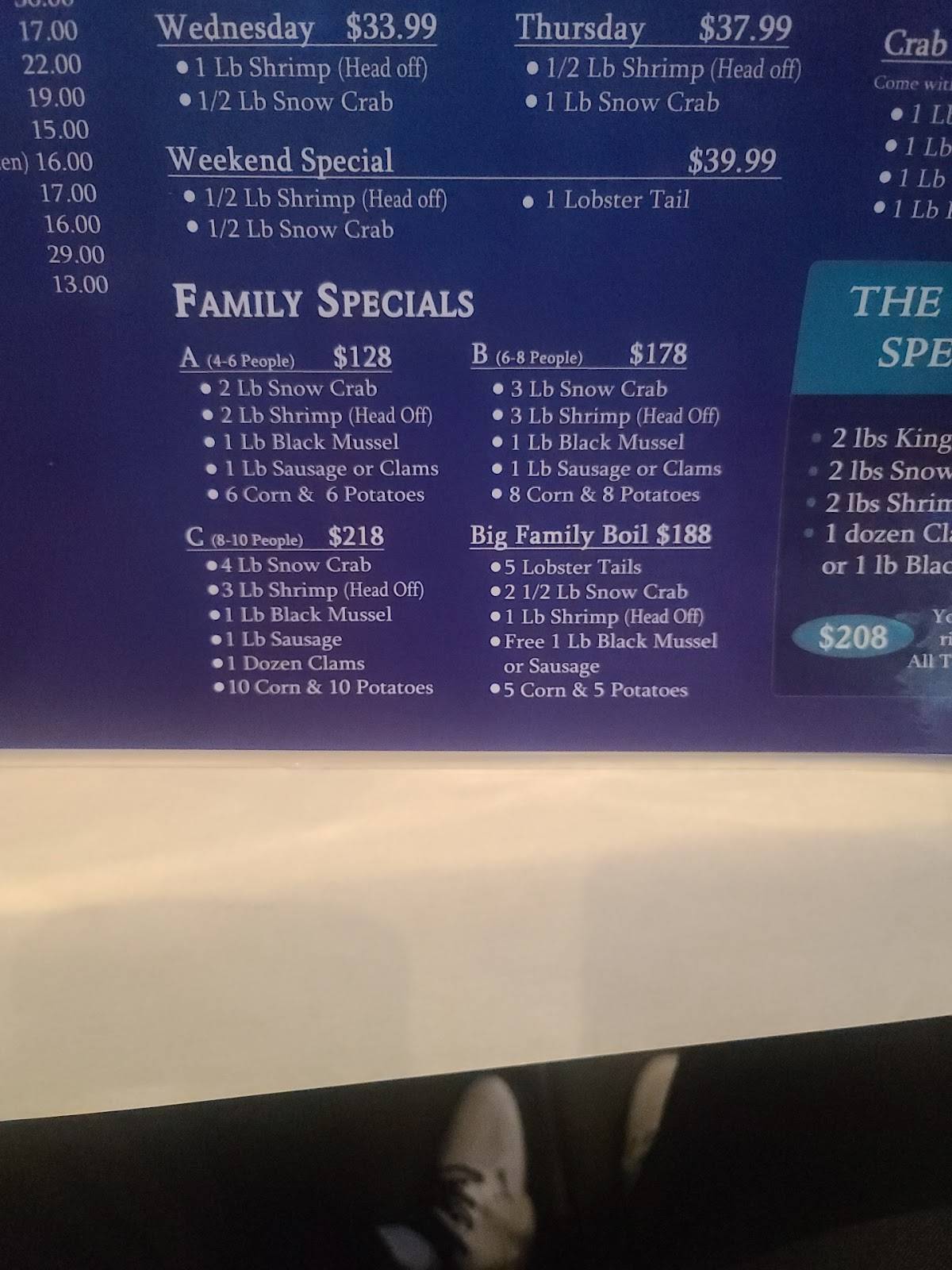 Menu at Flaming Crab Wilkes-Barre, Wilkes-Barre Township