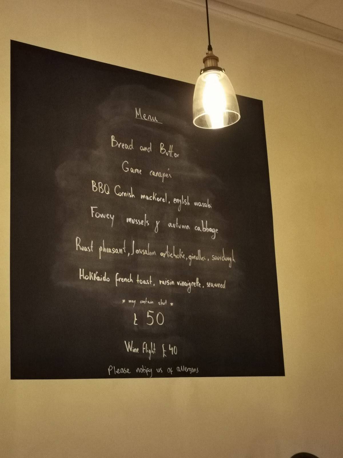 Menu at Wilson's Restaurant, Bristol
