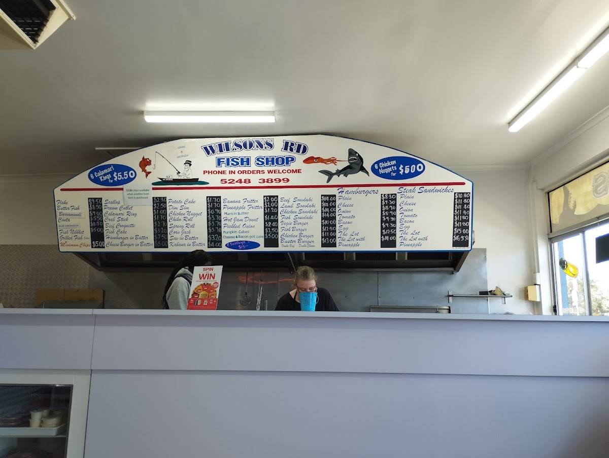 Menu at Wilsons Road Fish Shop Geelong restaurant, Whittington