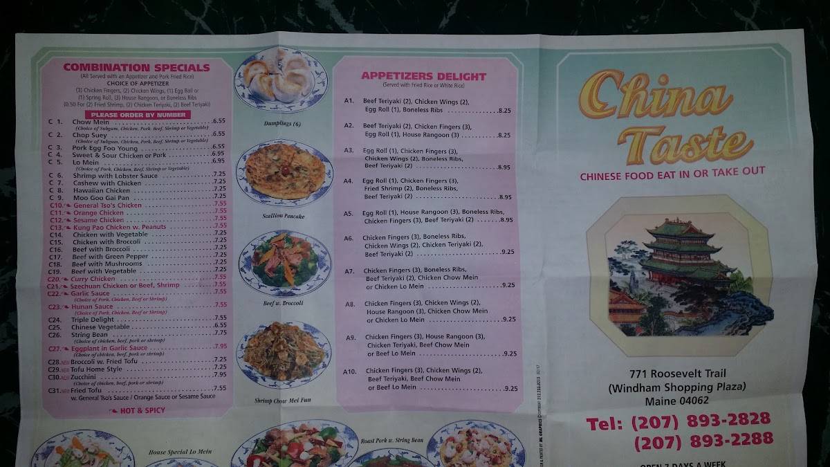 Menu at China Taste restaurant, Windham, 771 Roosevelt Trail Ste 1