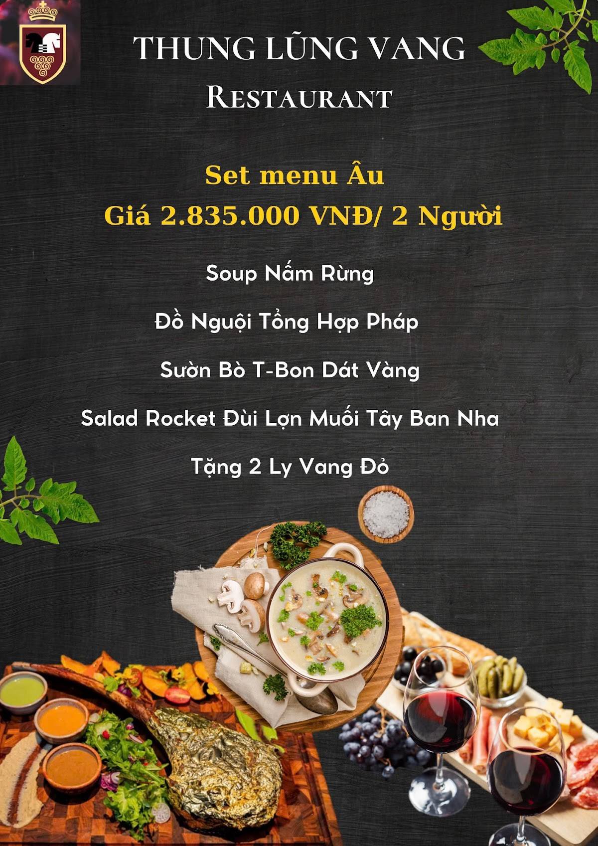 Menu at Wine Valley Restaurant-Thung Lũng Vang NH Vang-Đồ Âu Trung Kính ...