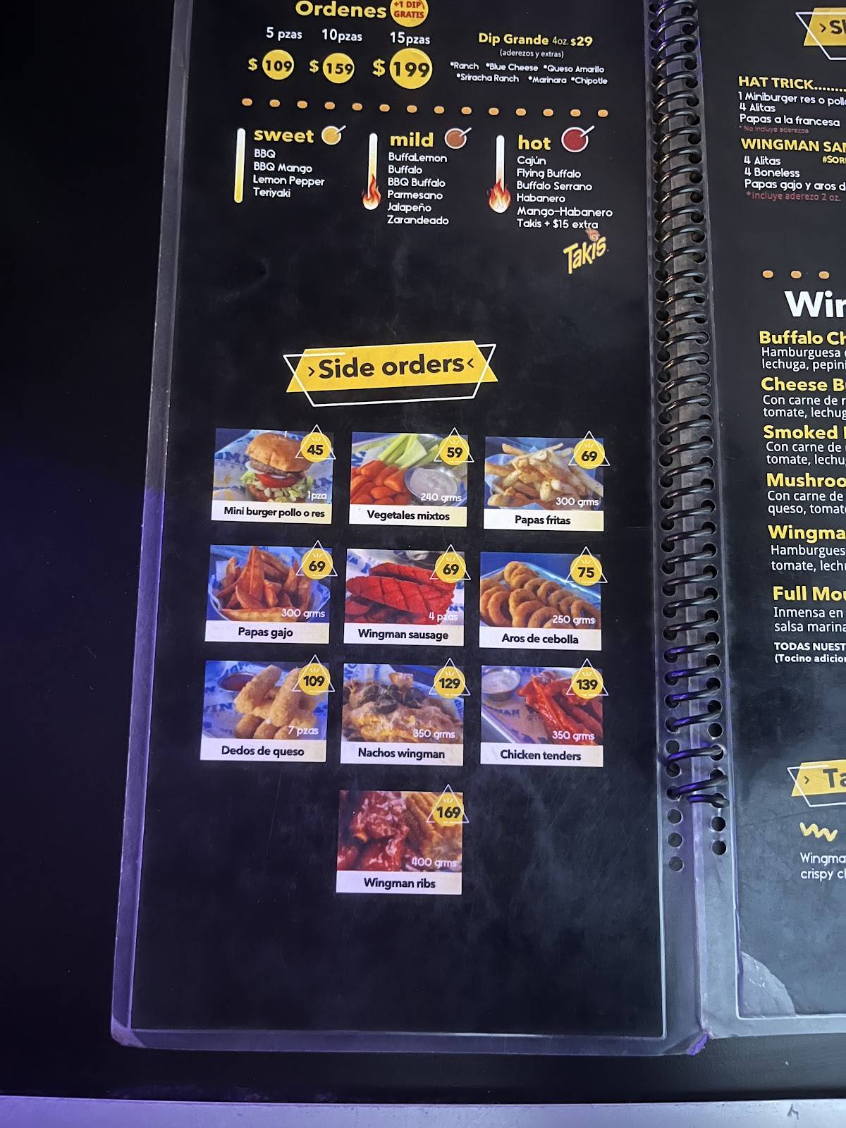 Menu at Wingman pub & bar, Tijuana, La Paz 871