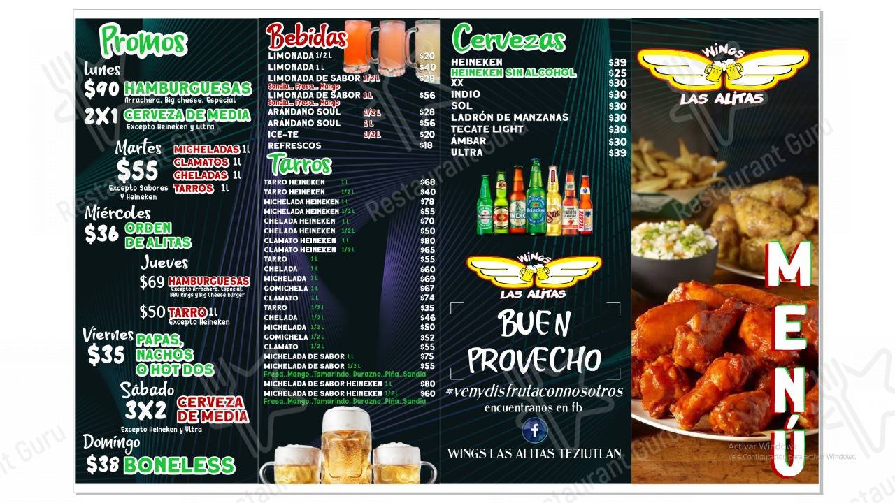 Carta del restaurante WINGS LAS ALITAS TEZIUTLAN SUC HIDALGO, Teziutlán ...