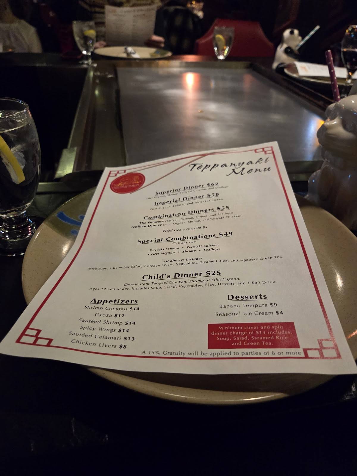 Menu at Ichiban Japanese Steakhouse & Pub, Winnipeg