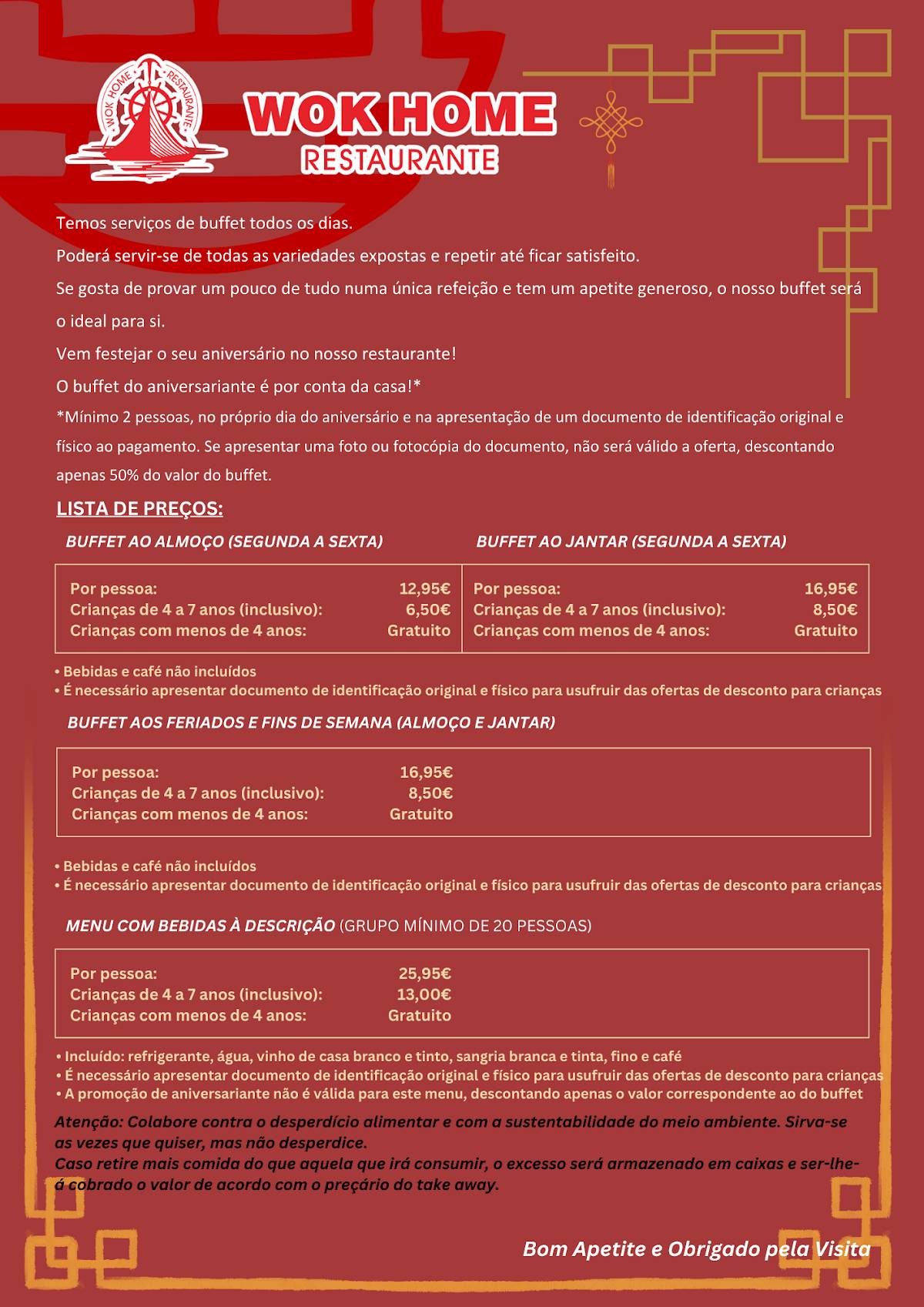 Menu em Wok Home restaurante, Arada