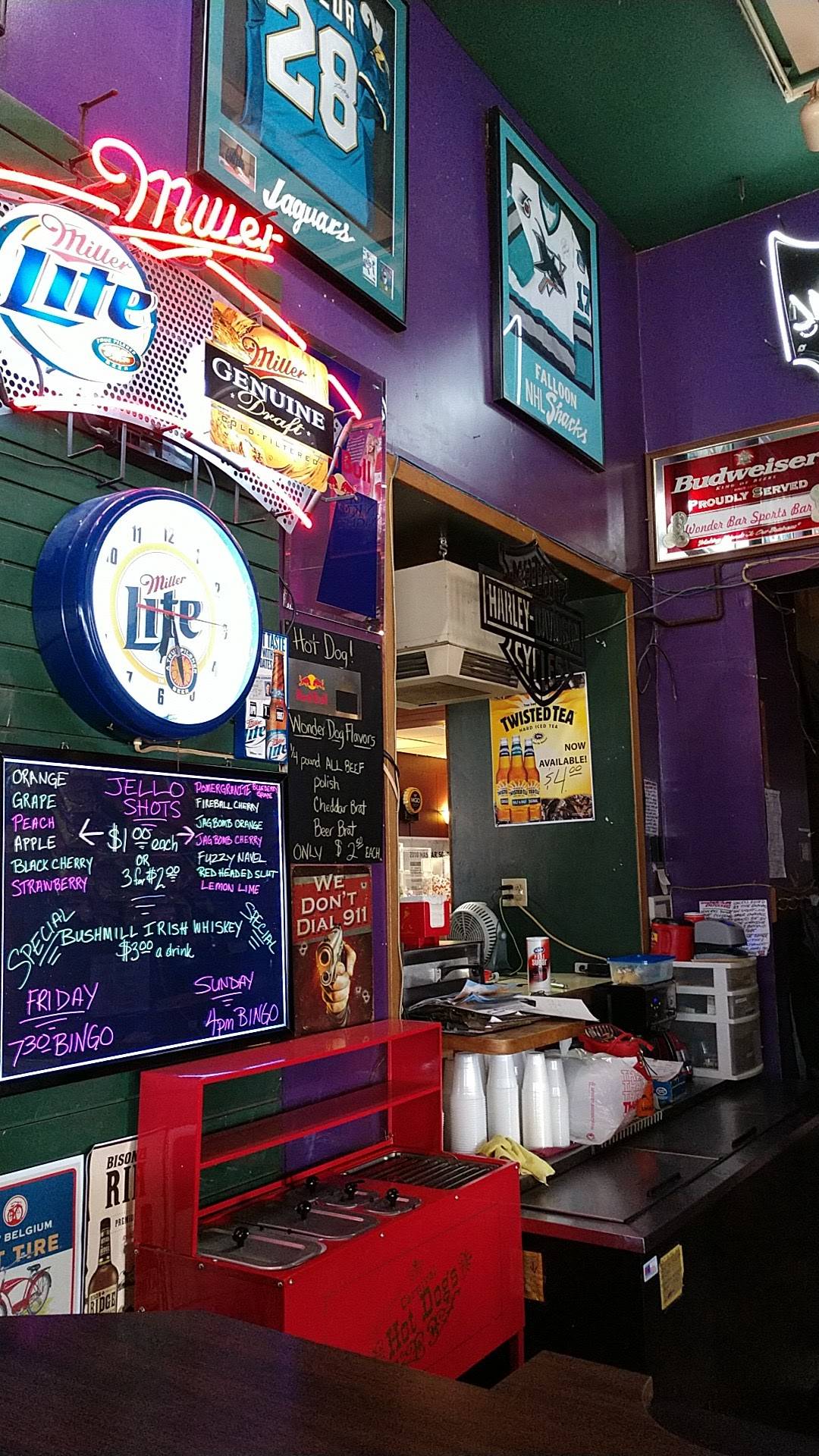 Menu at Wonder Bar, Jamestown