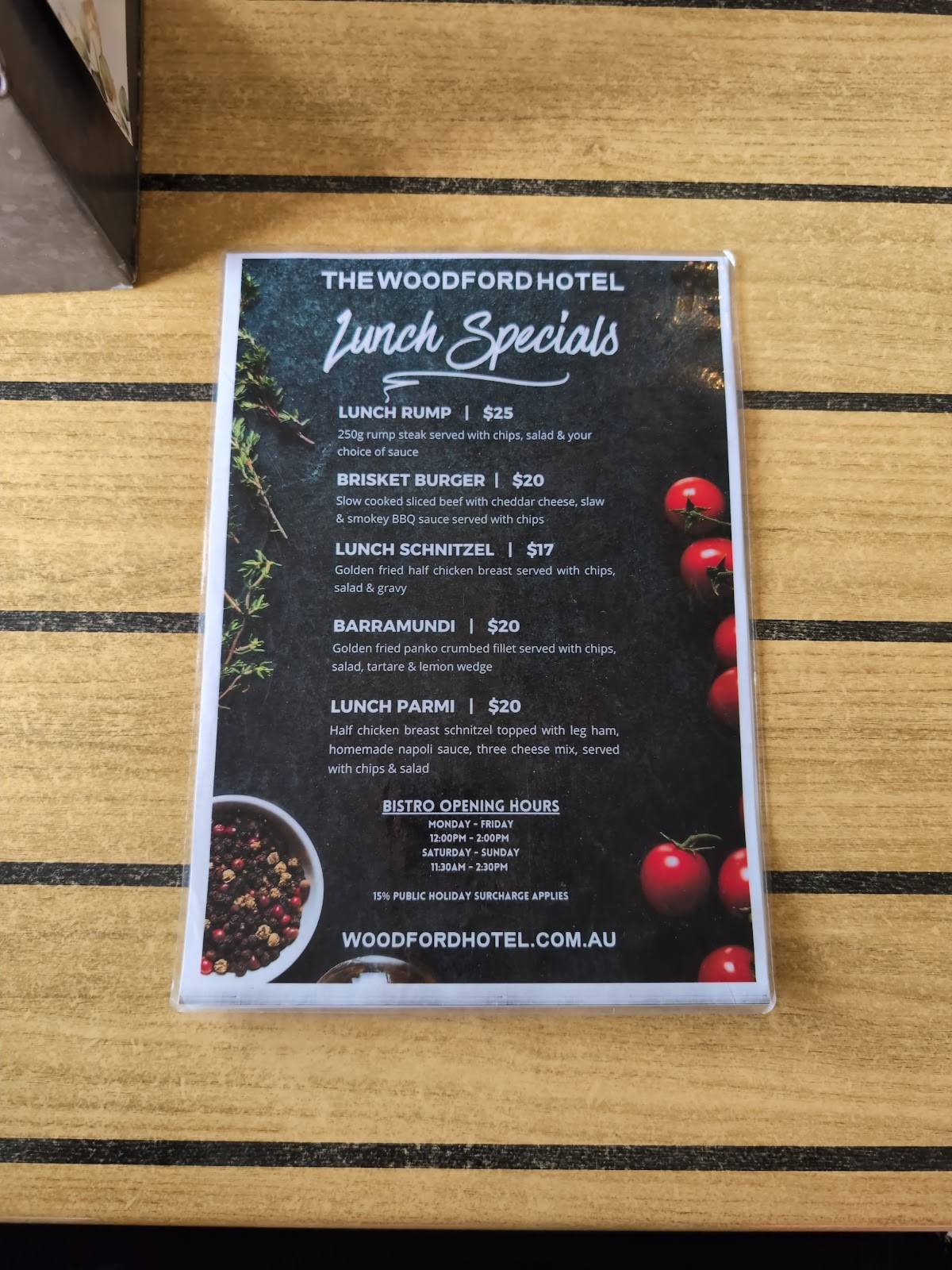 Menu at Woodford Garden Bistro pub & bar, Woodford