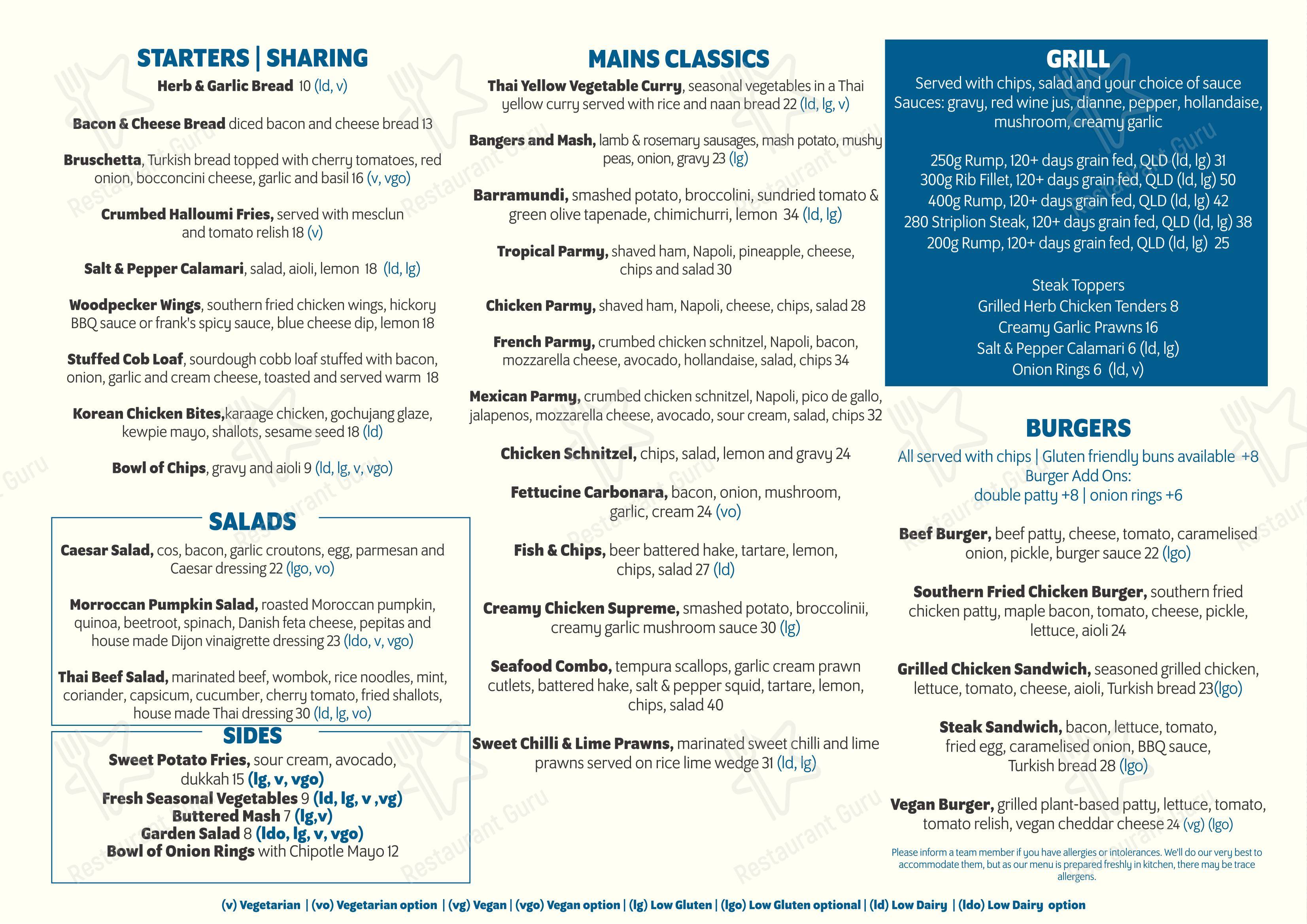 Menu at Woodpecker Bar & Grill, Burpengary