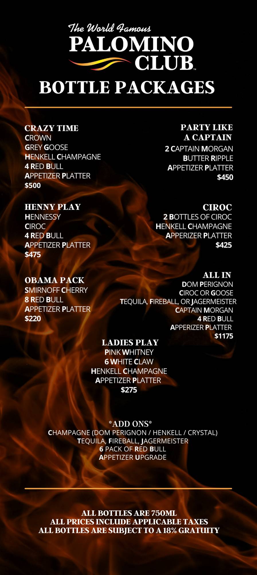 Menu at World Famous Palomino Club, Winnipeg, 436 Main St