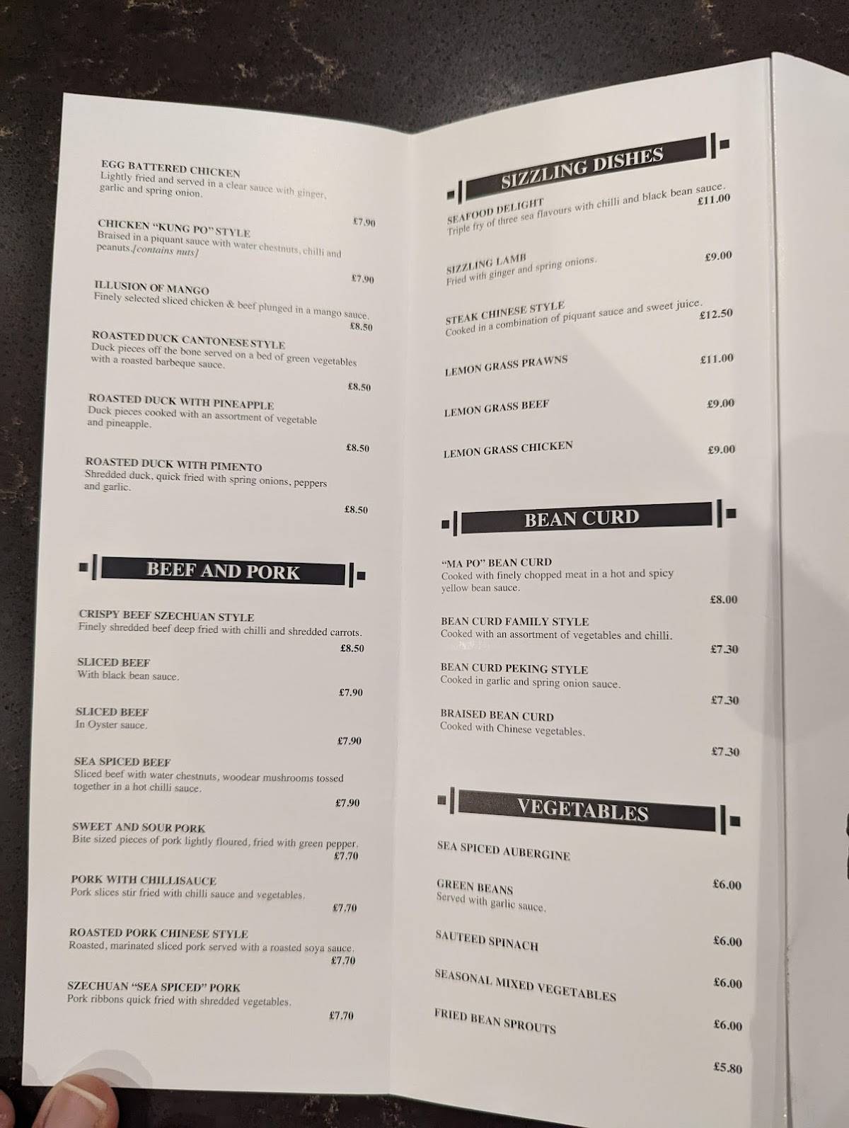 Menu at Xian restaurant, Orpington, 324 High St.