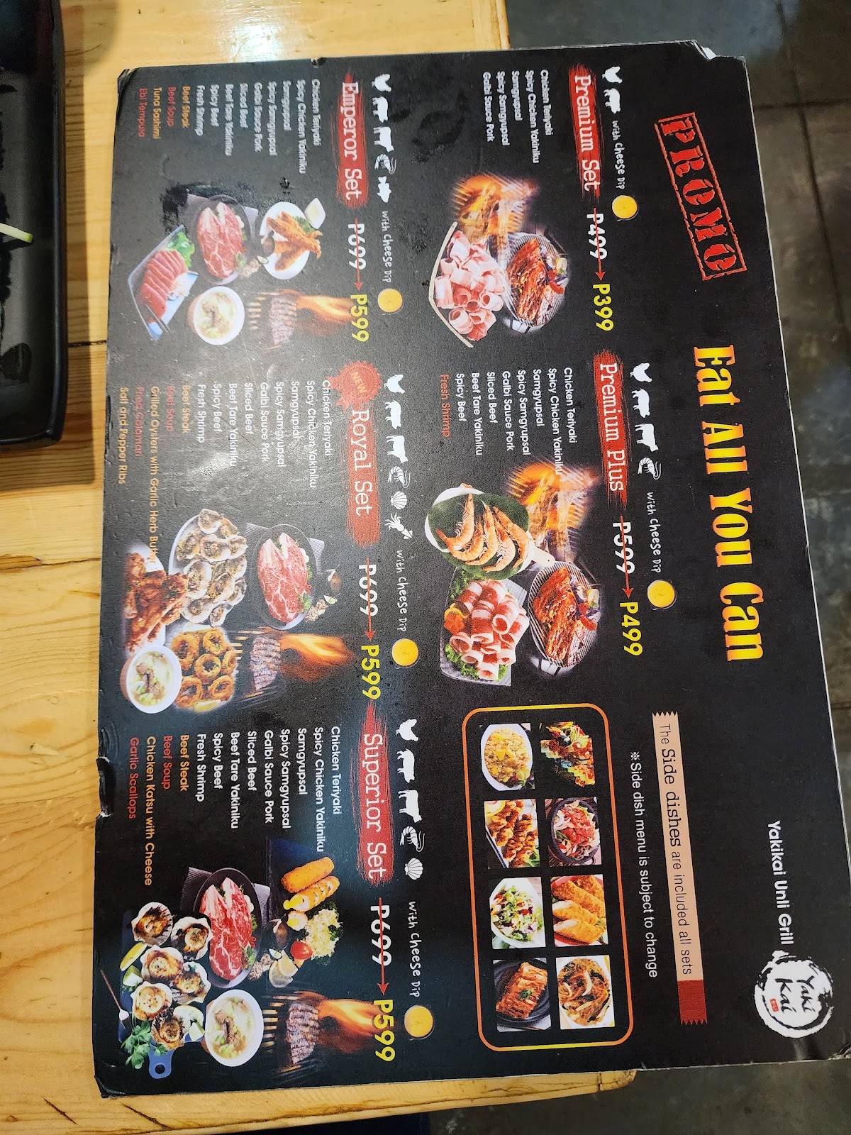 Menu at Yakikai Unli Grill restaurant, Quezon City