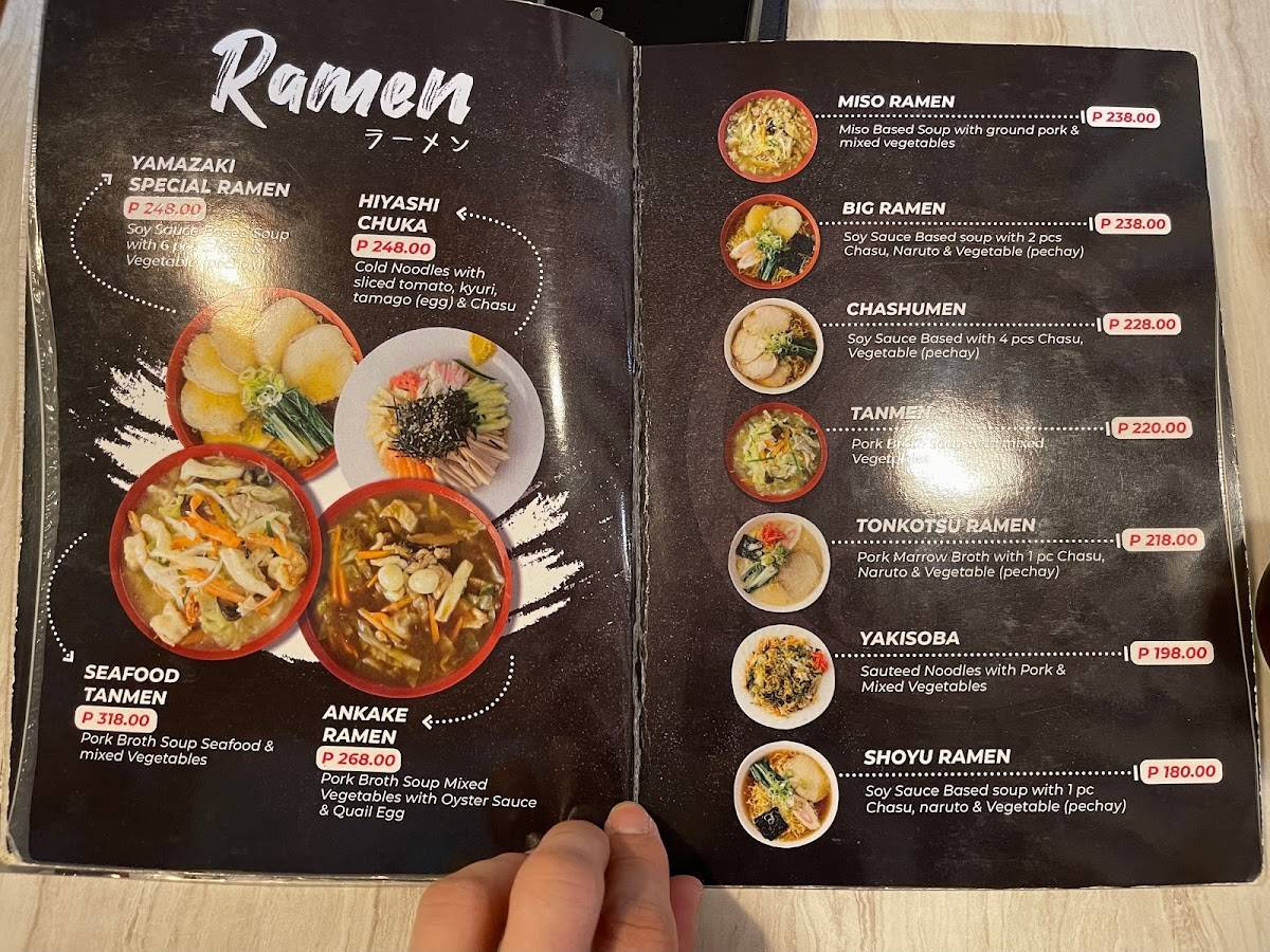 Menu at Yamazaki Ramen House & Japanese Grocery restaurant, Makati