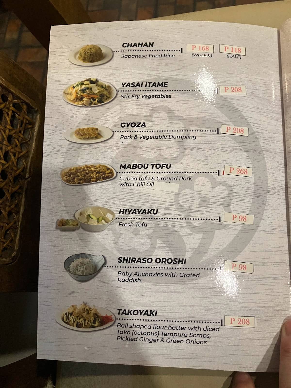 Menu at Yamazaki Ramen House & Japanese Grocery restaurant, Makati