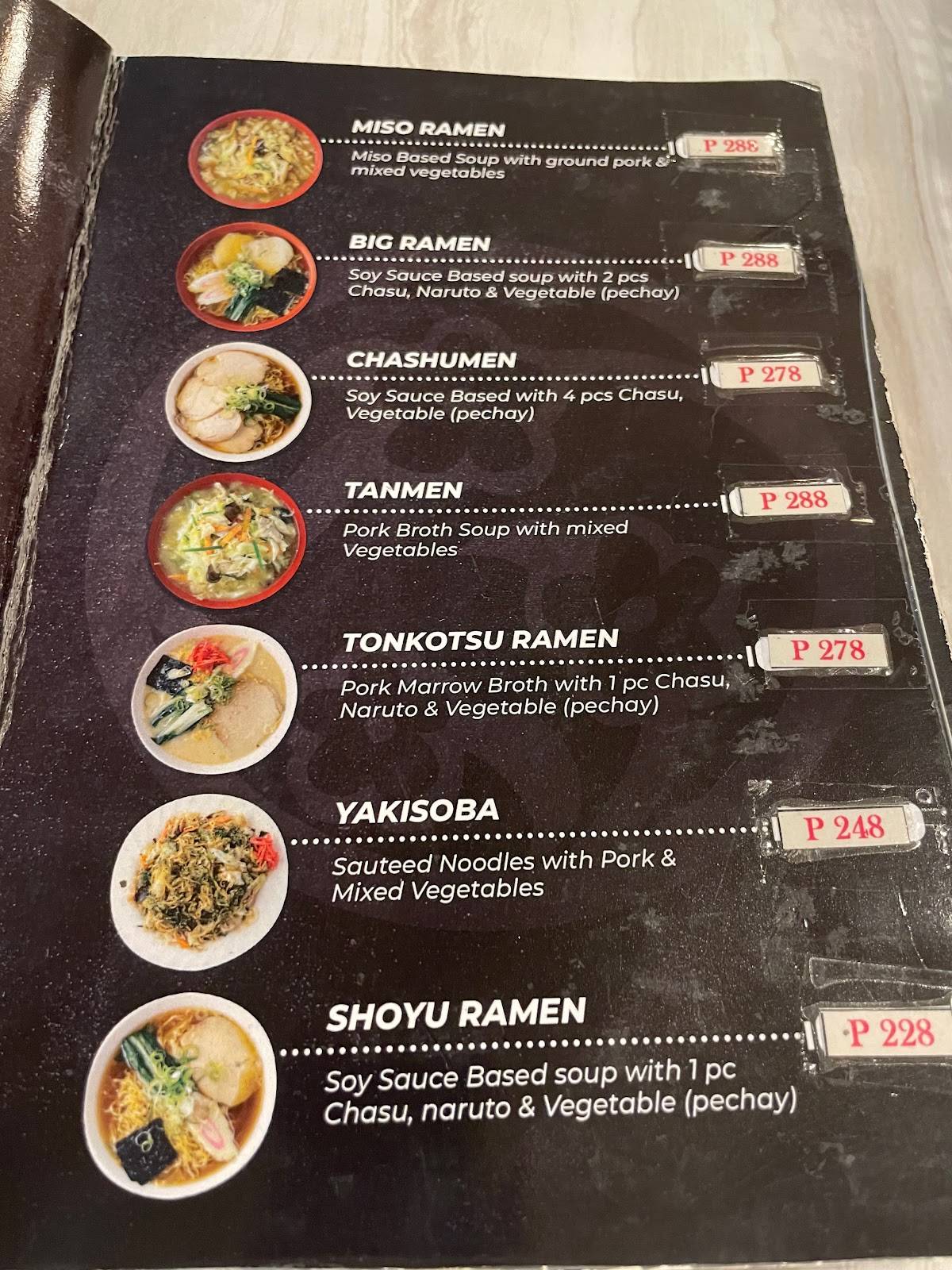 Menu at Yamazaki Ramen House & Japanese Grocery restaurant, Makati