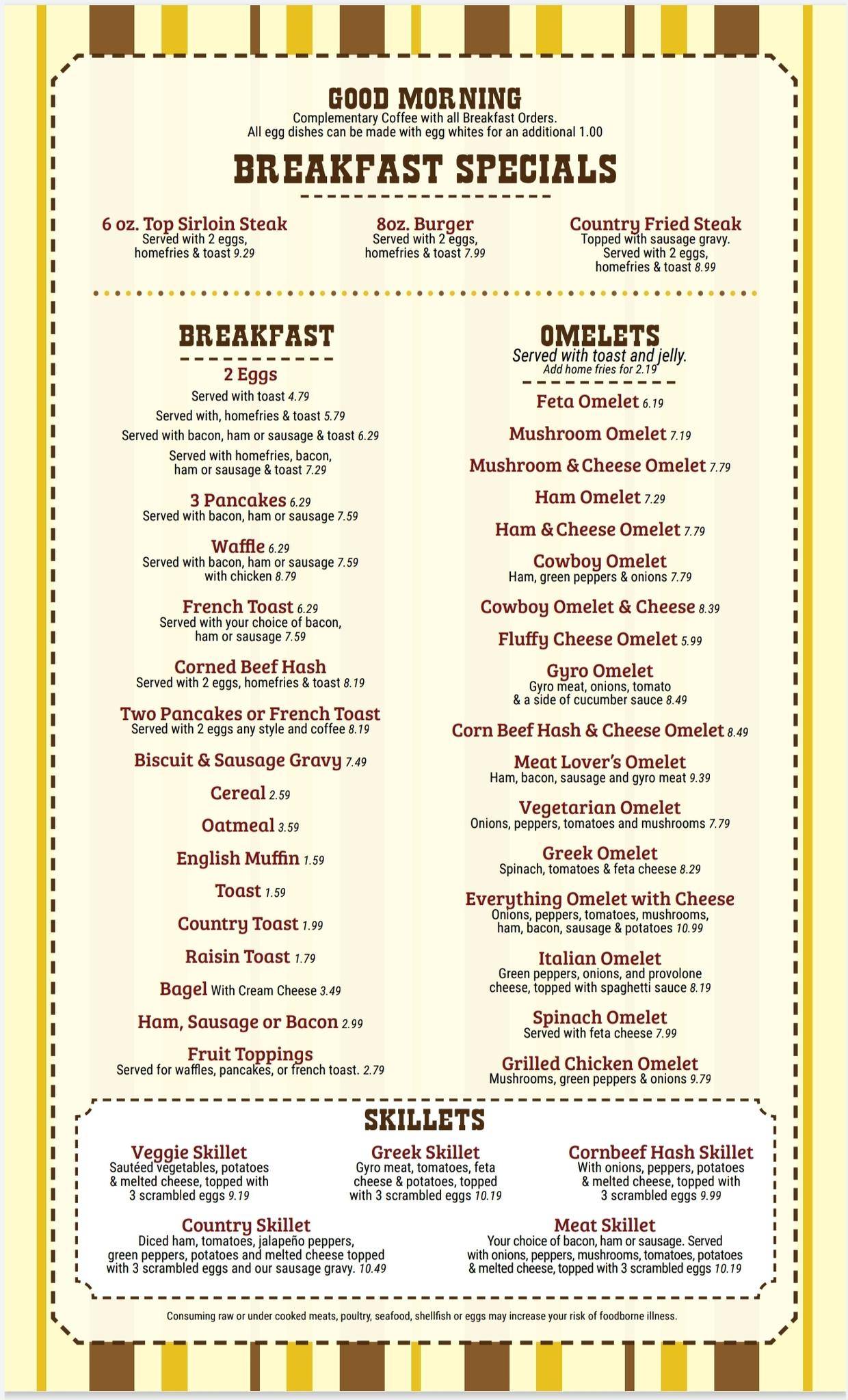 Menu at Yankee Kitchen Restaurant, Vienna Center