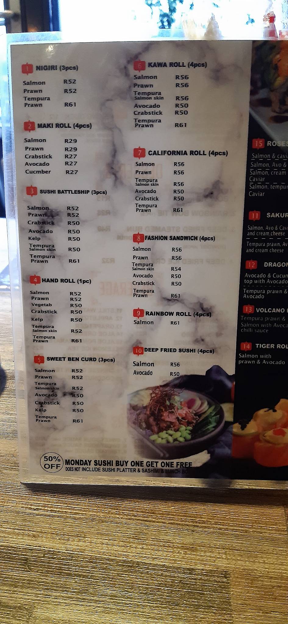 Menu at Yasong Ferndale restaurant, Randburg