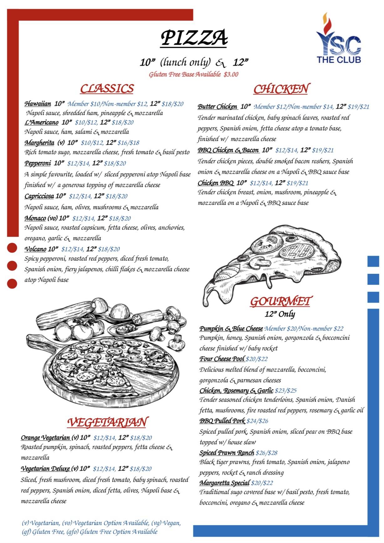 Menu at Yass Soldiers Club, Yass
