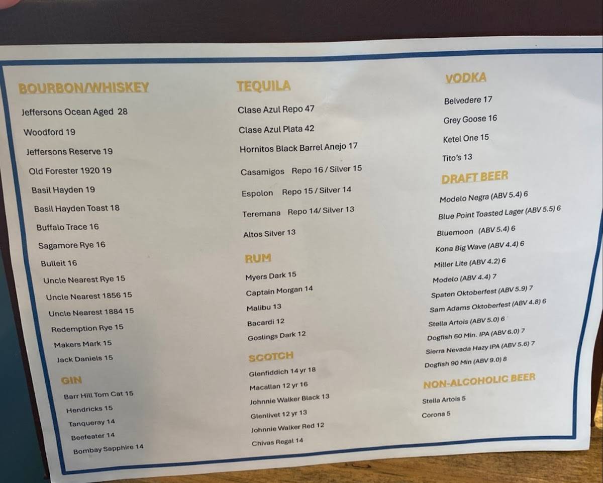 Menu at Yellowfin Steak & Fish House, Edgewater Maryland steakhouse ...