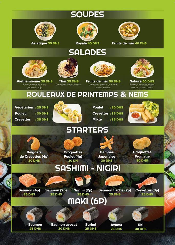 Menu au Yoki Sushi Casablanca - Sushi Wok Thaï restaurant, Casablanca