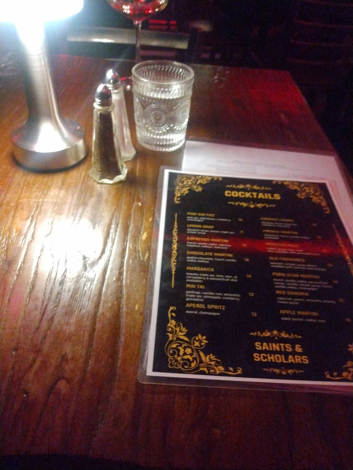 Menu at Saints & Scholars pub & bar, Yonkers