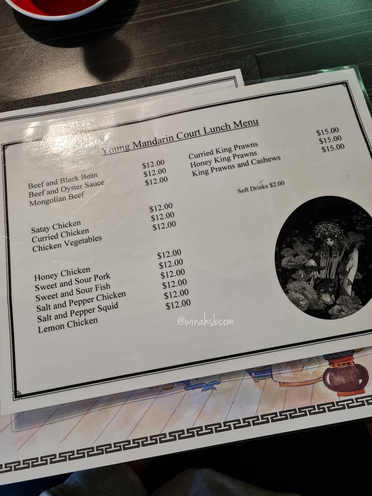 Menu at Young Mandarin Court restaurant, Young