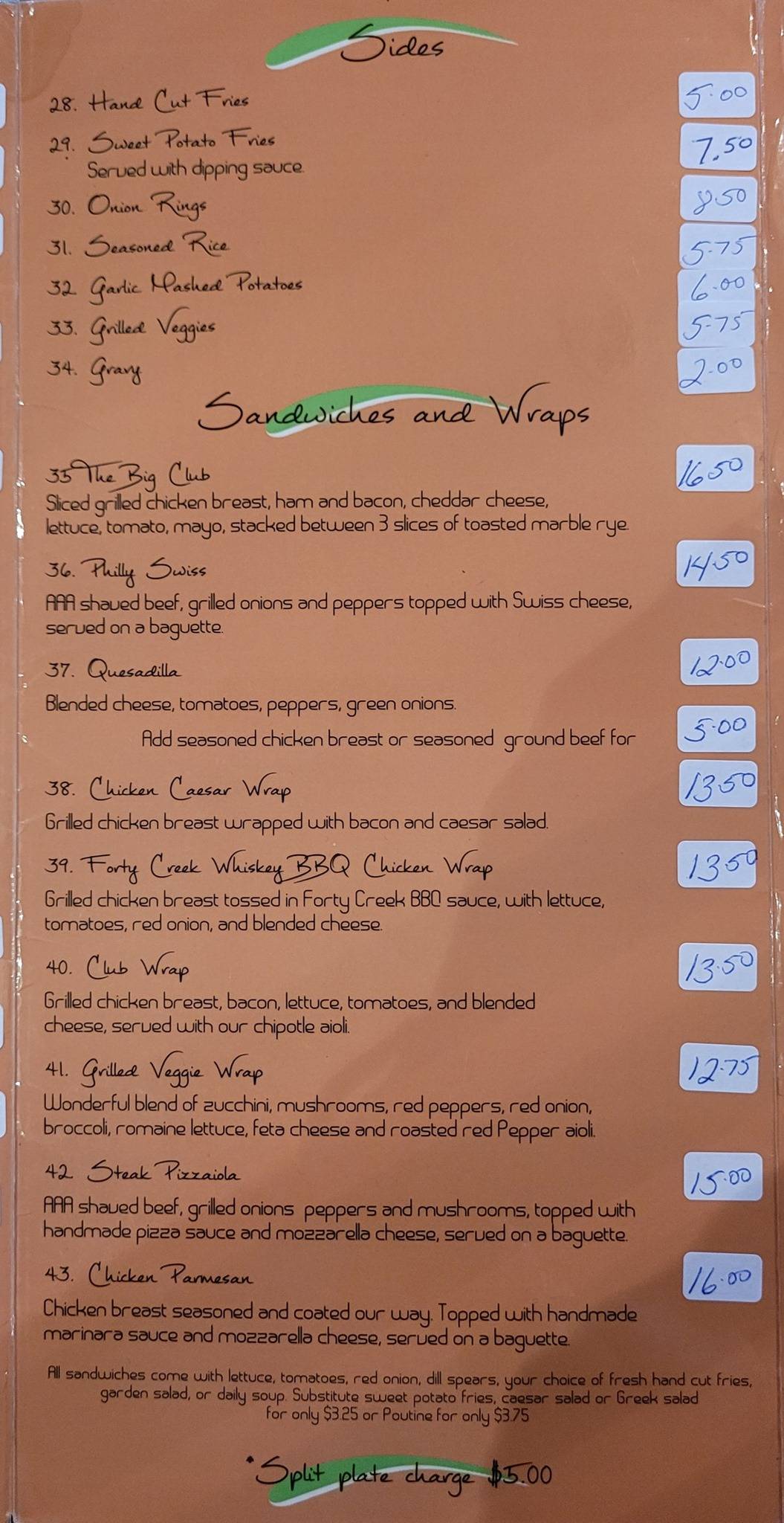 Menu at Your Place Eatery & Bar, Sarnia, 118 Christina St N