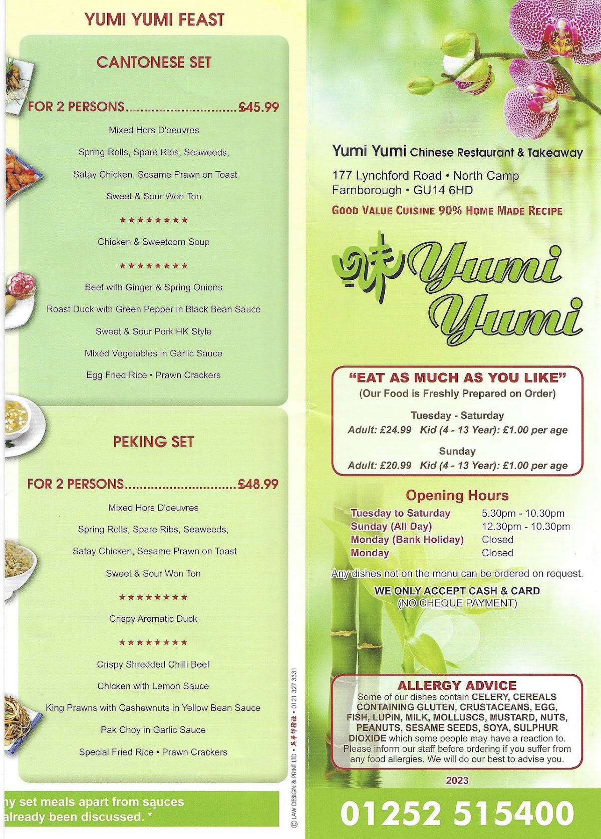 Menu at Yumi Yumi fast food, Farnborough