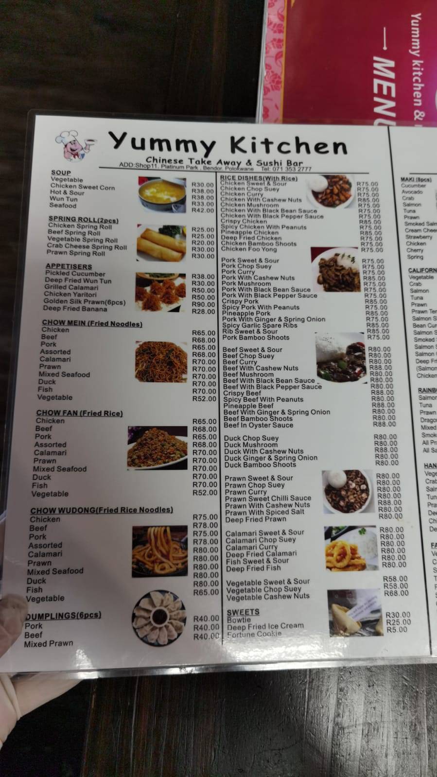 Menu at Yummy Kitchen Polokwane restaurant, Polokwane, Watermelon St