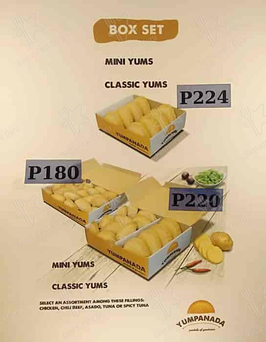 Menu at Yumpanada, Muntinlupa
