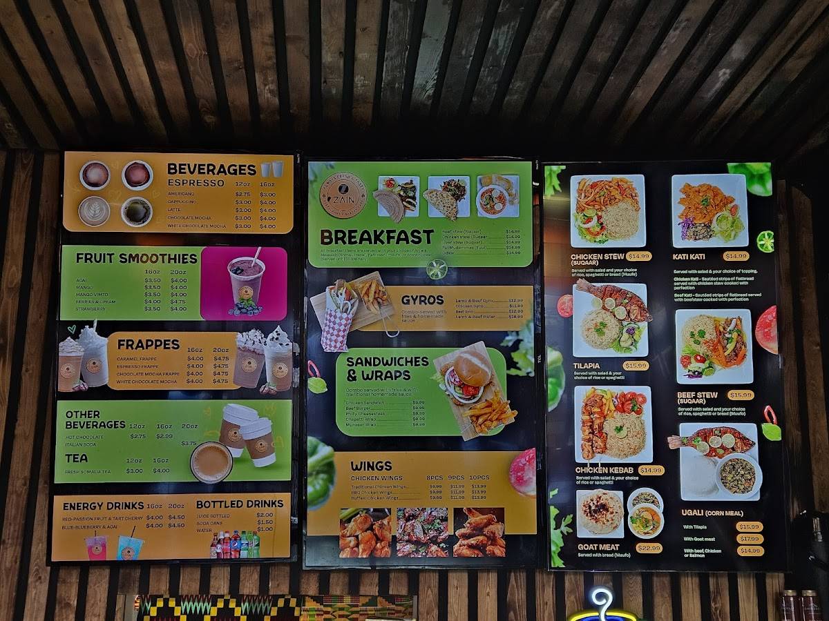 Menu at Zain Restaurant & Bakery Cafe, SeaTac