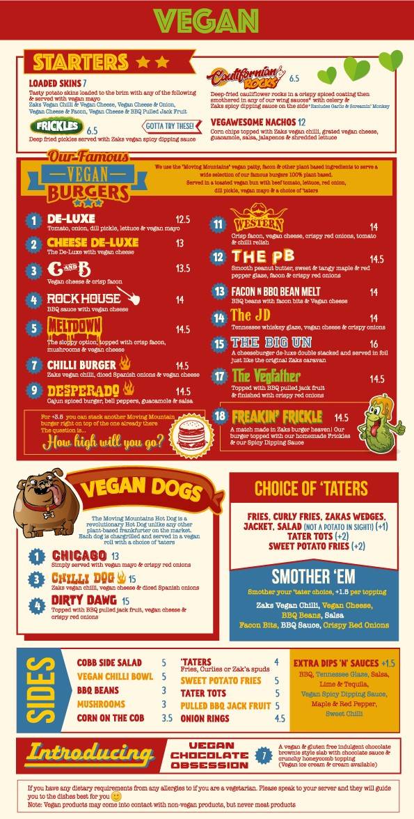 Menu at Zaks Mousehold Diner restaurant, Norwich