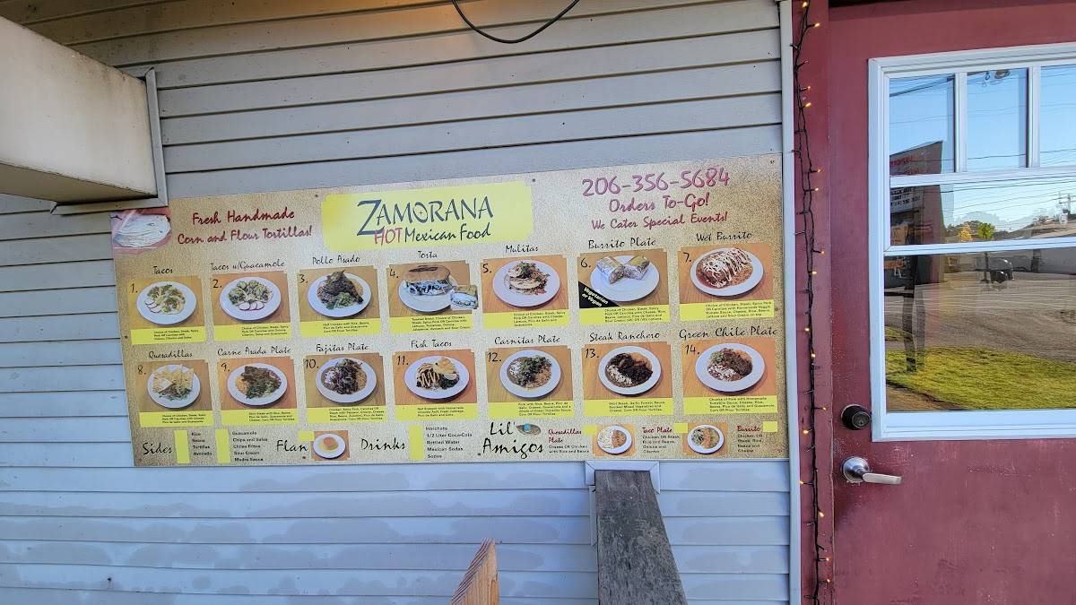 Menu at Zamorana restaurant, Vashon