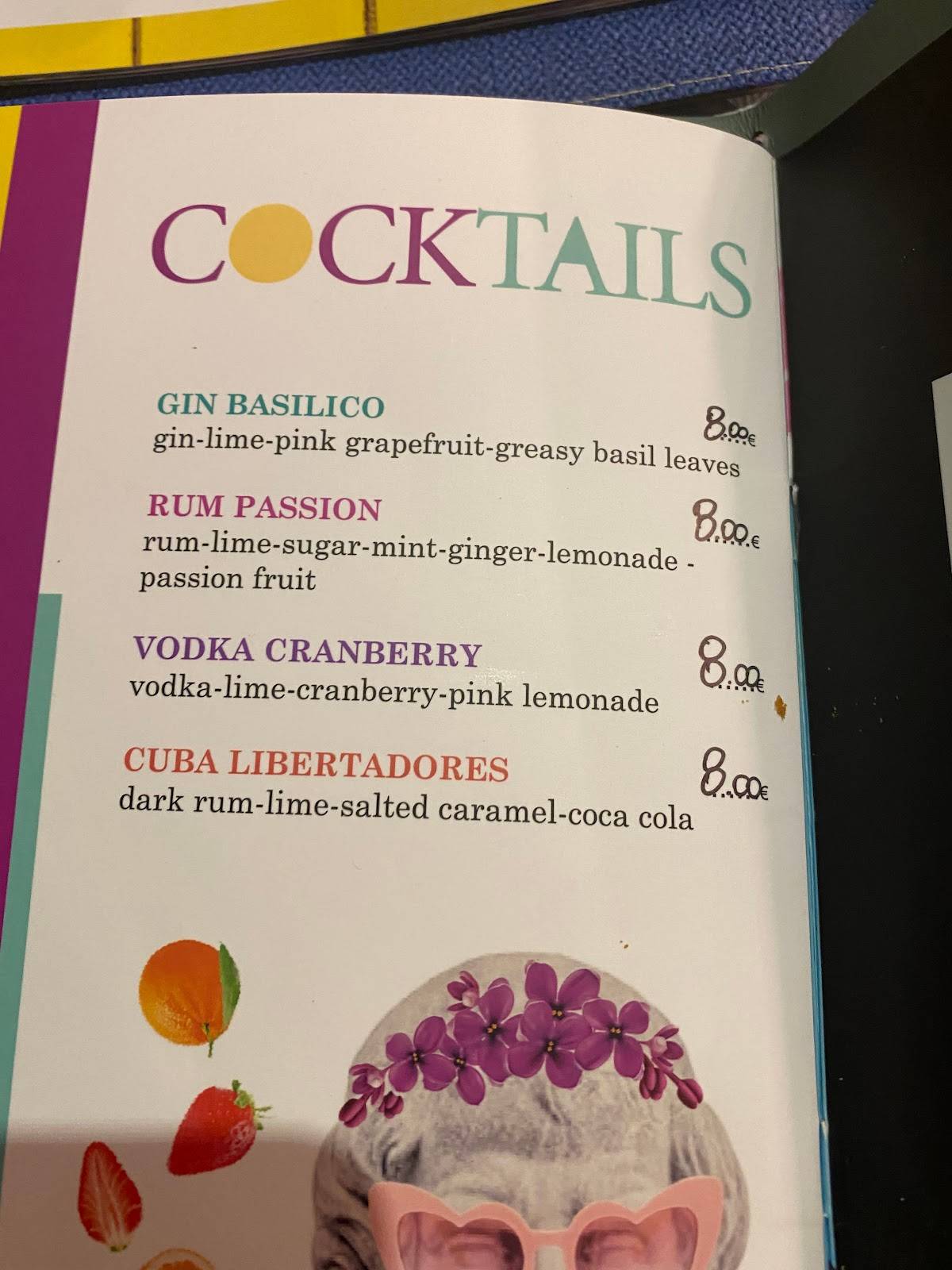 Menu at Zorbas Eat Greek, Kos