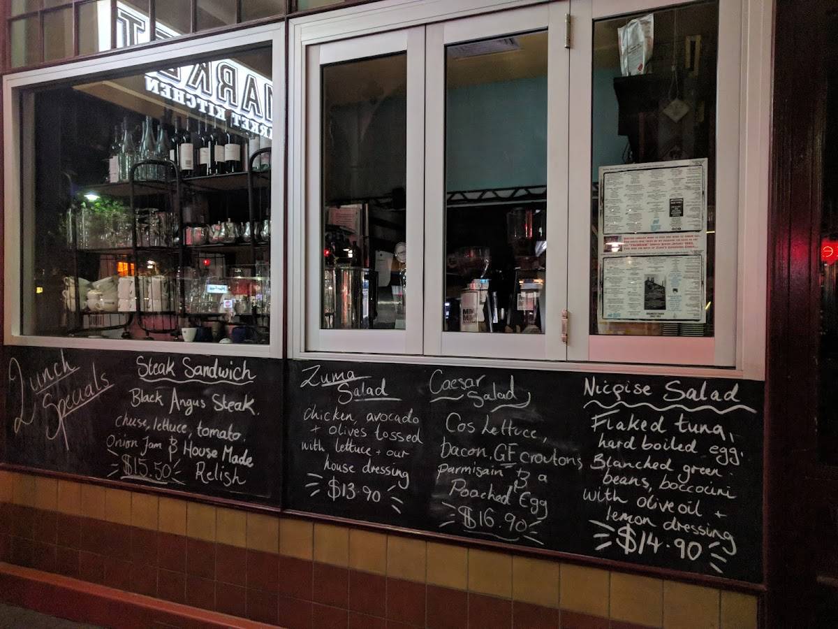 Menu at Zuma Caffe restaurant, Adelaide