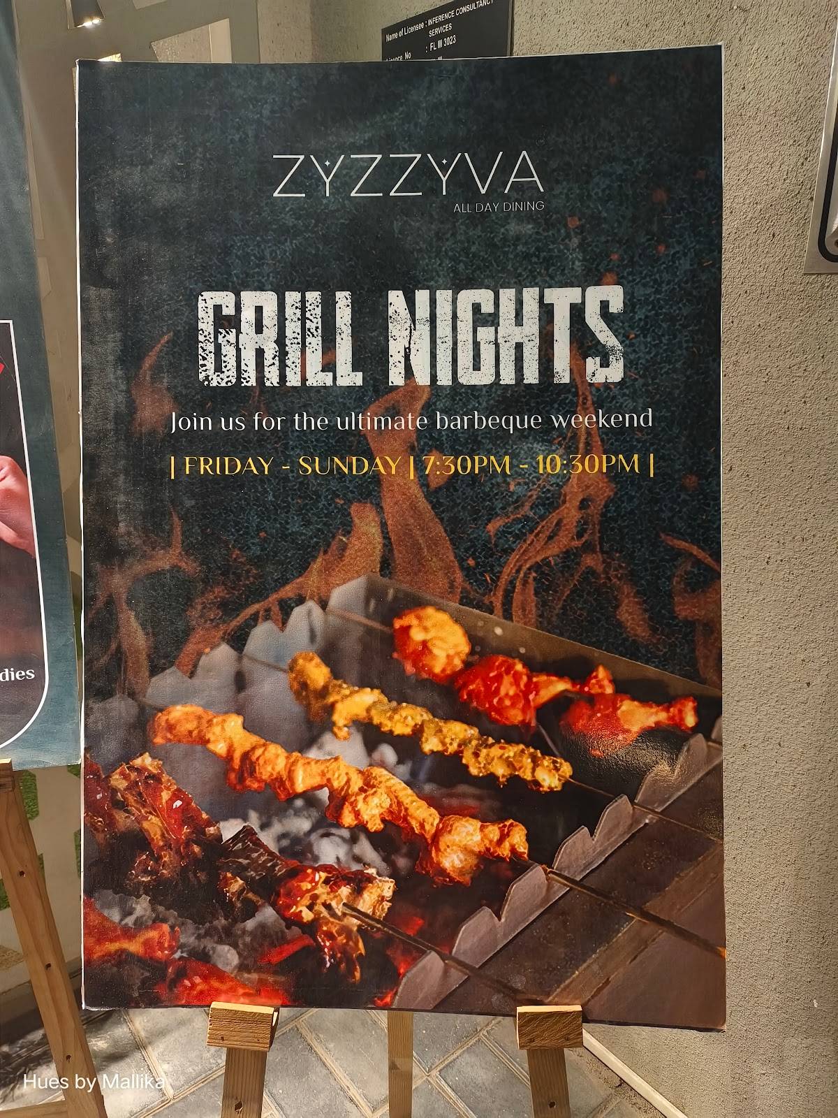 Menu at Zyzzyva, Pune