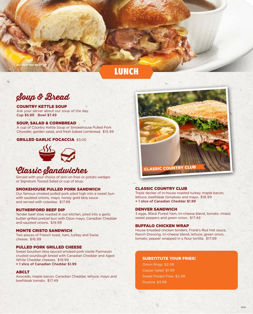 Menu at abc country restaurant, Cranbrook