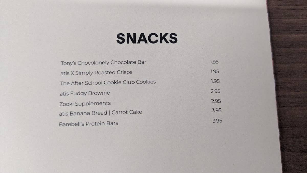 Menu at atis Old Street restaurant, London