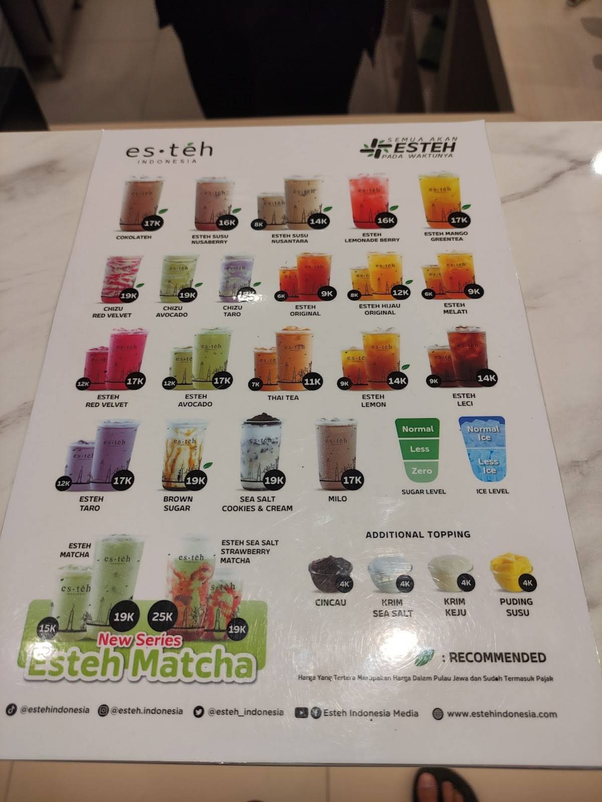 Menu at Es Teh Indonesia - Galeria Palma, Surabaya