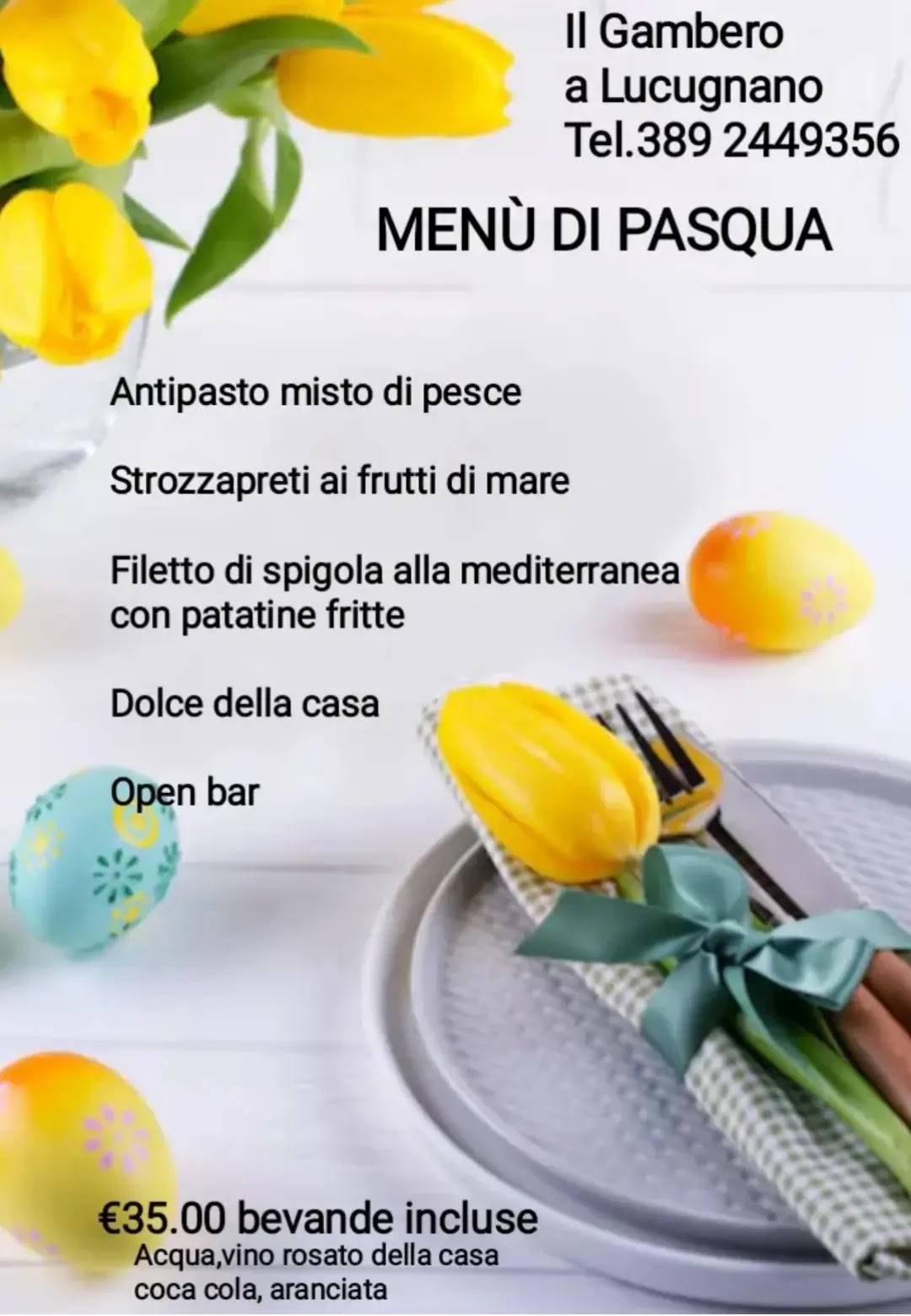 Menu da il gambero ristorante, Lucugnano, Via Filangieri